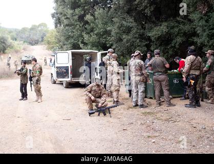 Barcelona, Spain - October 20, 2019: Airsoft game with BMR, (Medium ...