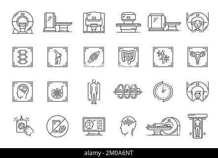 Magnetic resonance tomography icons set cartoon vector. Ct scan ...