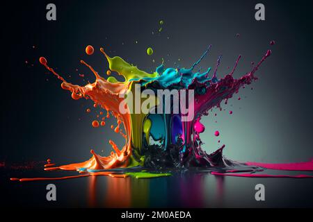 paint splashes against a white background.Vertical shot ai Stock Photo ...