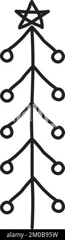 Tangled scribble Christmas Pine Tree forest banner hand drawn with thin ...