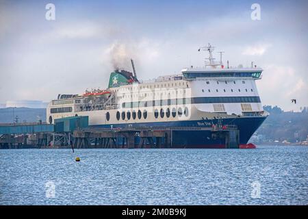 The Irish Ferries ship named Blue Star 1 at Pembroke Dock in West Wales ...