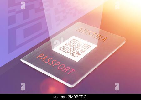 QR on cover of Austria passport. Introduction of electronic passports ...