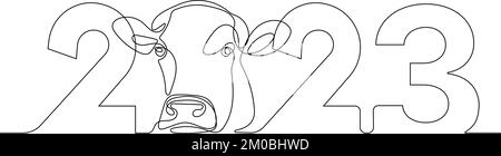 New 2023 Year is coming. Continuous one line drawing of new year sign ...