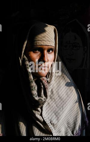 BANGLADESH, District Tangail, Kalihati, portraiture of muslim woman ...