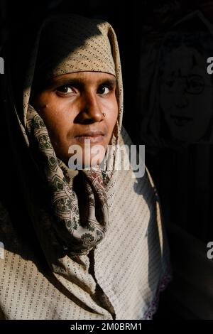 BANGLADESH, District Tangail, Kalihati, portraiture of muslim woman ...
