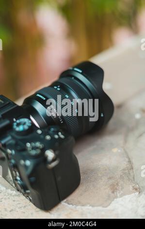 Top view of sony a7iii with lens on , full-frame camera Stock Photo - Alamy