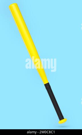 Yellow rubber professional softball or baseball bat and ball isolated ...