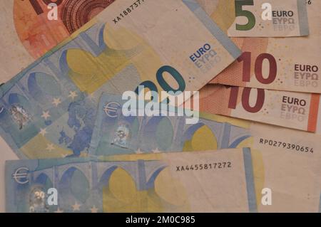 Copenhagen/Denmark/05 December 2022/ Euro currency notes in danish ...
