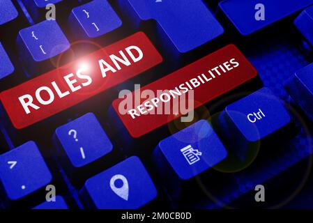 Sign displaying Roles And Responsibilities, Word for Business functions ...