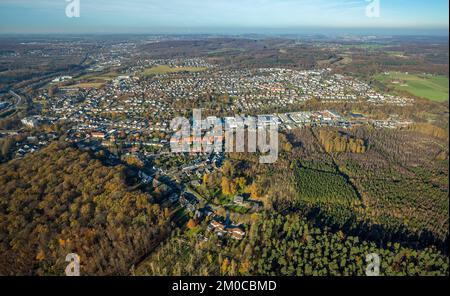 Aerial view, town view district Lendringsen in Menden, Sauerland, North ...