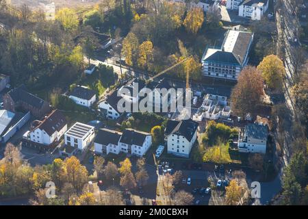 Aerial view, renovation at Menden district court and housing estate ...