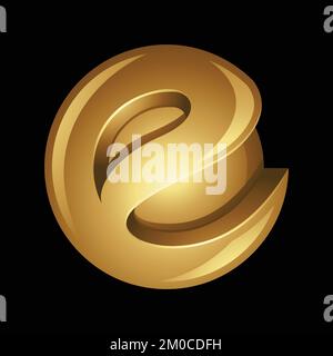 Golden Abstract Letter A Sphere on a Black Background Stock Vector ...