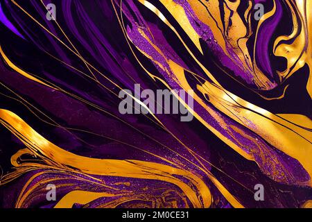 Black violet and gold marble abstract background. Decorative acrylic ...