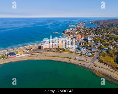 Nantasket Beach, Weir River and Hingham Bay aeral view with fall ...