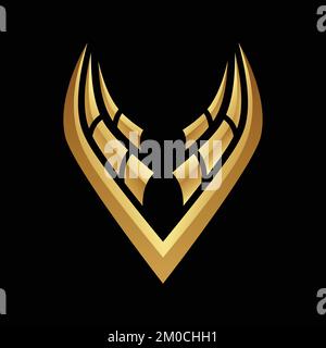 Golden Glossy Flying Bird on a Black Background Stock Vector Image ...