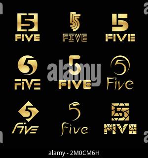 Golden Glossy Number 6 Icons on a Black Background Stock Vector Image ...