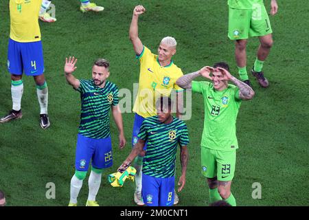Brazil goalkeeper Ederson after the final whistle during the FIFA World ...