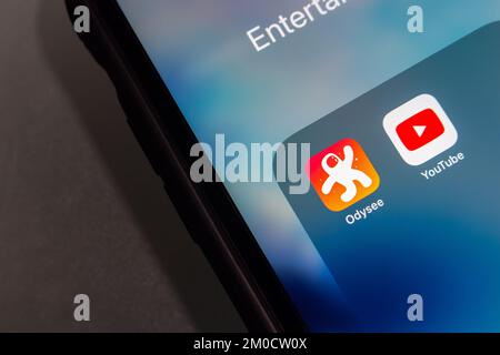 Vancouver, CANADA - Dec 3 2022 : Odysse and YouTube app icons seen in ...