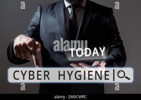 Inspiration showing sign Cyber Hygiene, Internet Concept steps that ...