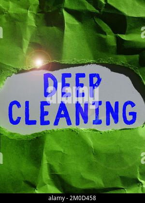 Sign displaying Deep Cleaning. Conceptual photo an act of thoroughly ...