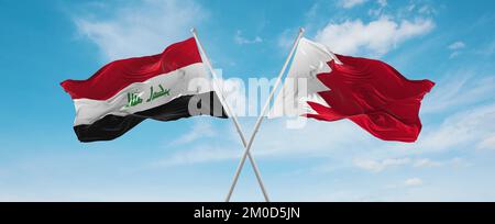 Bahrain and Iraq flags. 3D Waving flag design. Iraq Bahrain flag ...