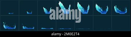 Water splash vfx animation sprite sheet. Stages of aqua splashing ...