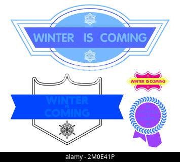 Set of ribbon with Winter is Coming text. Banner template. Label ...