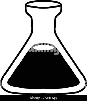 Hand Drawn triangular flask illustration isolated on background Stock ...