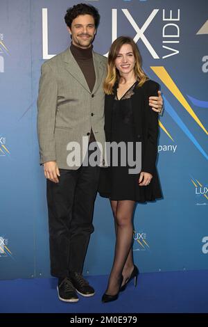 Jacob Fortune Lloyd (l) and Aurora Ruffino (r) attend the blue carpet ...