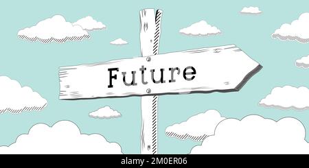 Future - outline signpost with one arrow Stock Photo - Alamy