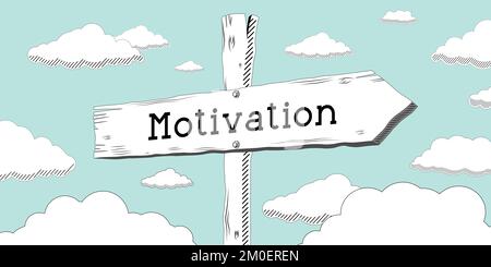 Motivation - wooden signpost with one arrow Stock Photo - Alamy