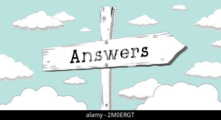 Answers - outline signpost with one arrow Stock Photo - Alamy