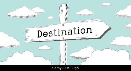 Destination - outline signpost with one arrow Stock Photo - Alamy