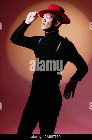 Aesthetic, fashion and black man with vitiligo in studio isolated on a ...