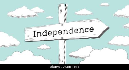 Independence - outline signpost with one arrow Stock Photo - Alamy