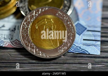 Obverse side of 2 SAR two Saudi Arabia riyals coin series 1438 AH 2016 ...