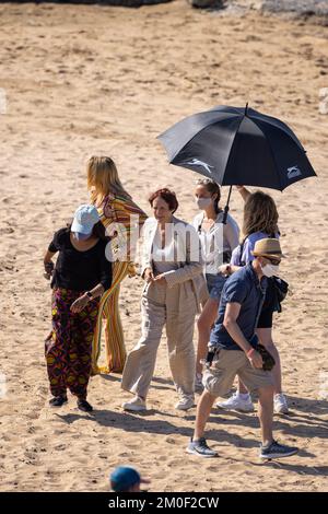Jodie Comer is spotted filming for Killing Evev in Margate, Kent Stock ...