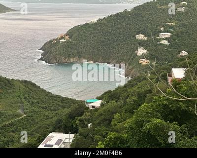 An aerial view of the Coki Point Beach in United States Virgin Islands ...