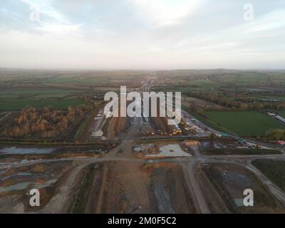 Chipping Warden HS2 high speed rail network construction site aerial ...