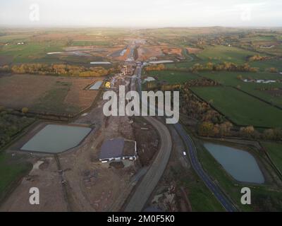 Chipping Warden HS2 high speed rail network construction site aerial ...