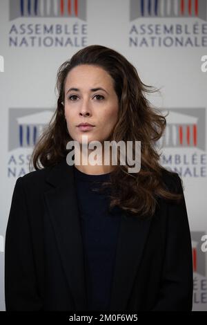 French LFI deputy Clemence Guette during a press conference at the ...