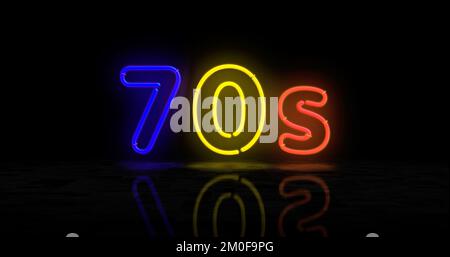 70s neon symbol. Retro 1970, seventies nostalgia and vistage party ...