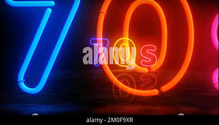 70s neon symbol. Retro 1970, seventies nostalgia and vistage party ...