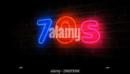 70s neon symbol. Retro 1970, seventies nostalgia and vistage party ...
