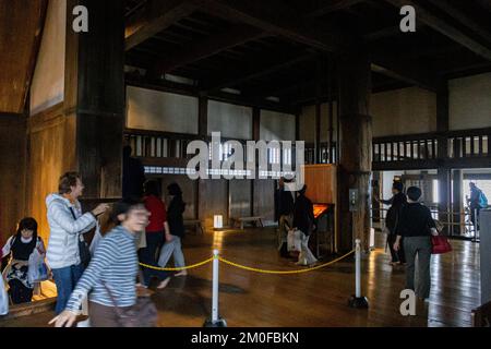 Himeji, Japan. Interior halls of the White Egret or Heron Castle, a ...