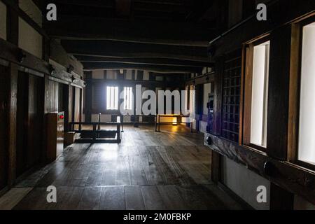 Himeji, Japan. Interior halls of the White Egret or Heron Castle, a ...