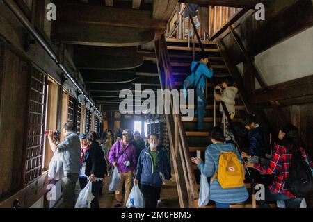 Himeji, Japan. Interior halls of the White Egret or Heron Castle, a ...