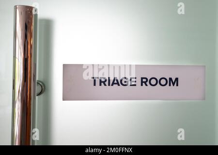 Concept of the word Triage Room at the emergency entrance of hospital ...