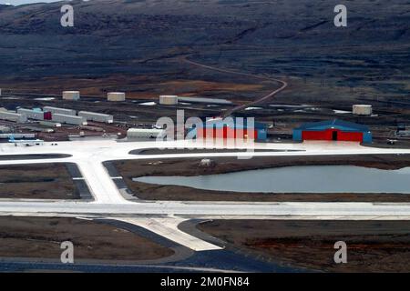 An aerial view of Thule Air Base. Country: Greenland (GRL Stock Photo ...