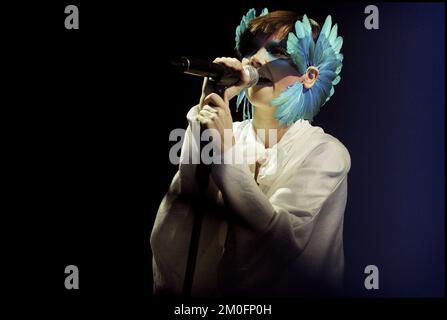 Icelandic pop singer Bjork performs on stage at the Roskilde Festival ...